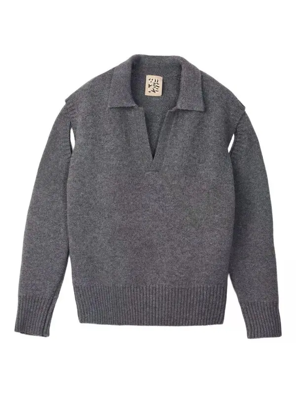 Camper Polo-neck Sweater With Split Sleeves - Grey
