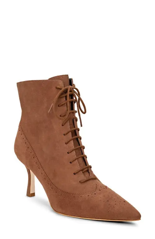 L'Agence Fayette Lace-up Bootie - Sand Suede