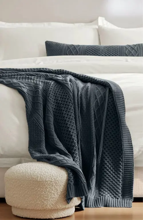 BOLL & BRANCH Aran Cable Organic Cotton Knit Throw Blanket