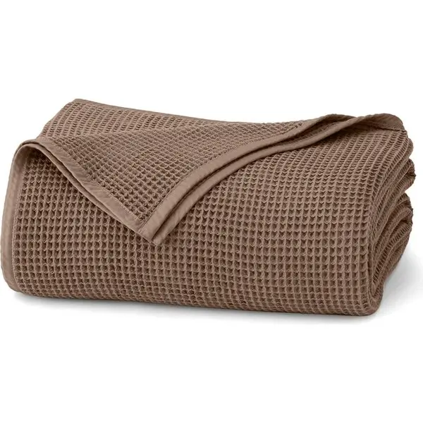 BOLL & BRANCH Organic Cotton Waffle Bed Blanket - Walnut