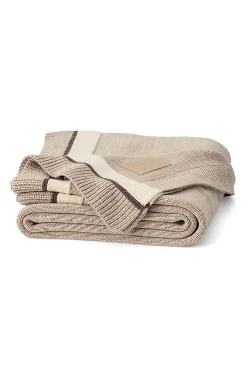 BOLL & BRANCH Court Knit Throw Blanket - Heathered Oatmeal