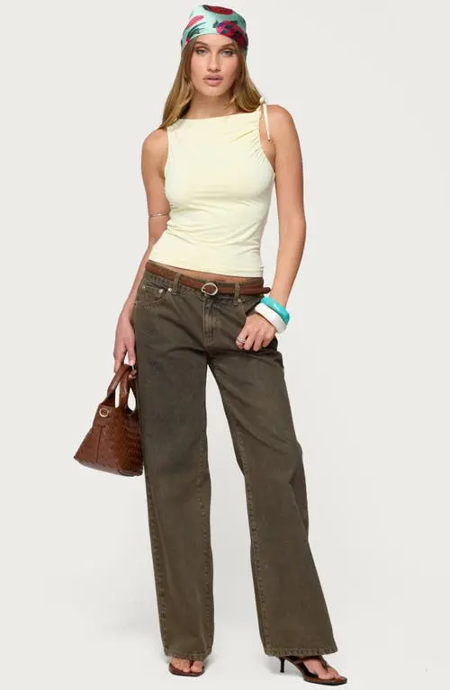 EDIKTED Tie Shoulder Tank - Yellow
