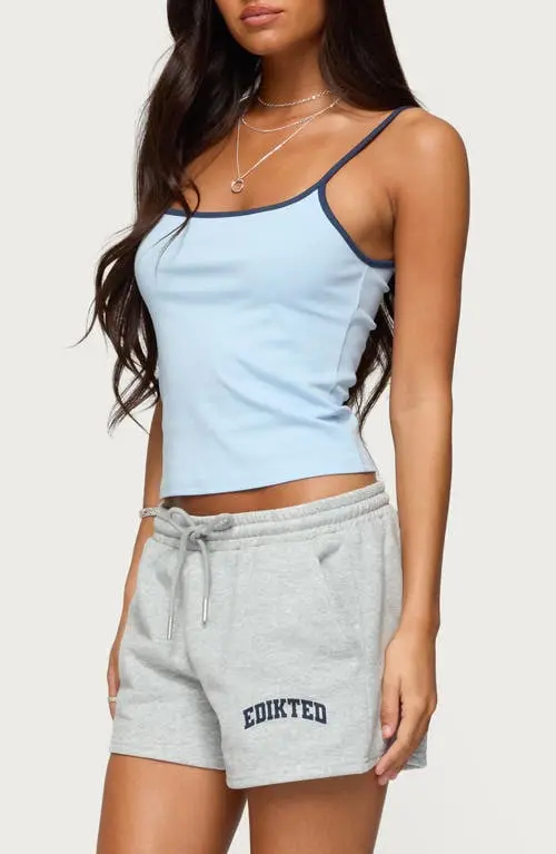 EDIKTED Stretch Cotton Crop Camisole - Light-blue