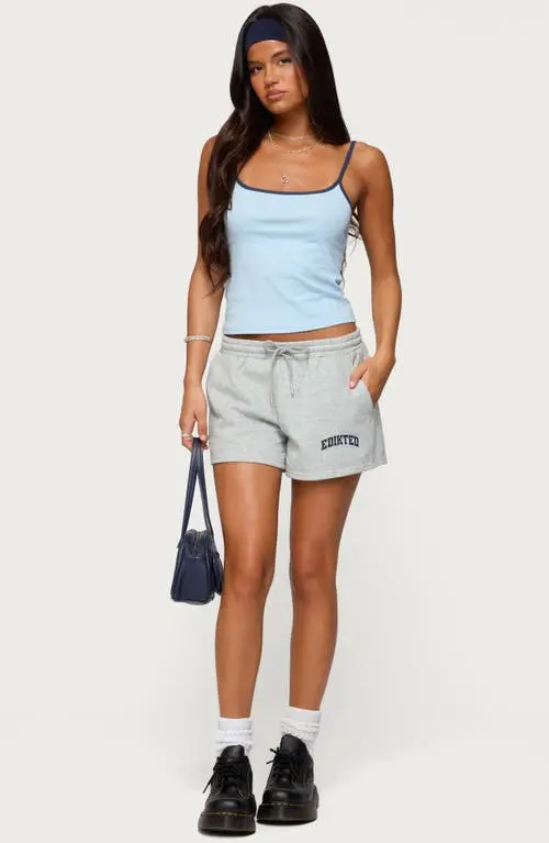 EDIKTED Stretch Cotton Crop Camisole - Light-blue