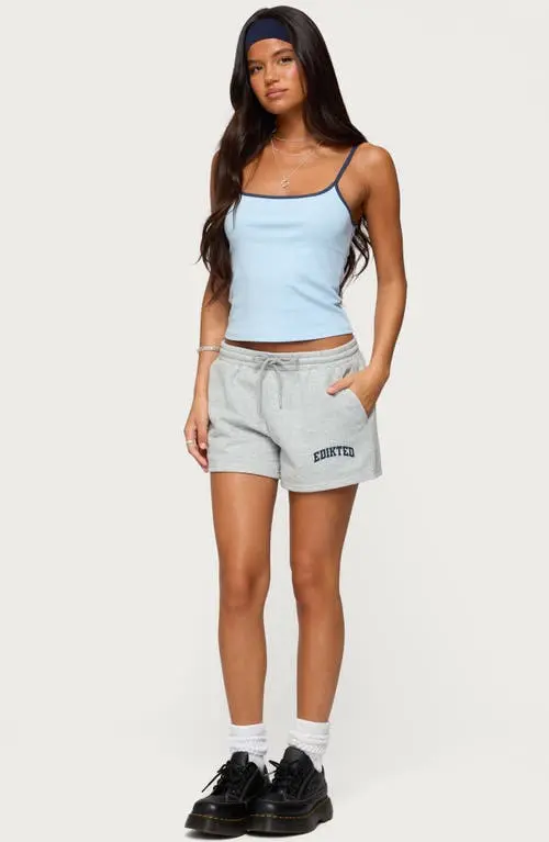 EDIKTED Stretch Cotton Crop Camisole - Light-blue