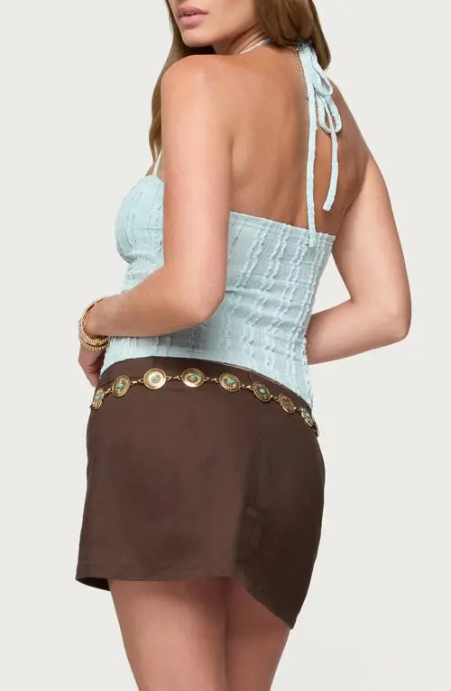 EDIKTED Galya Textured Halter Top - Light-blue