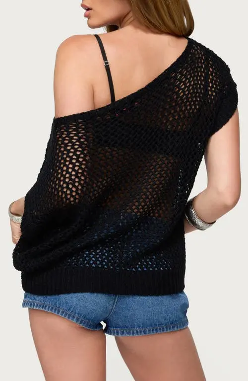 EDIKTED Trix One-shoulder Open Stitch Sweater
