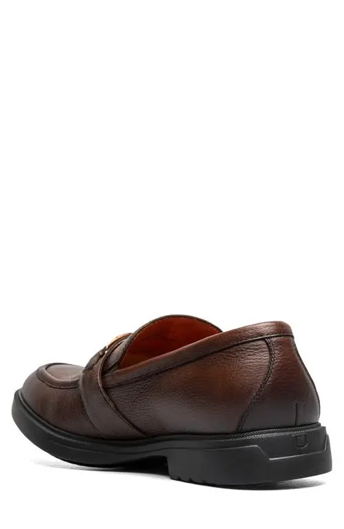 STACY ADAMS Todridge Apron Toe Bit Loafer - Brown Tumble