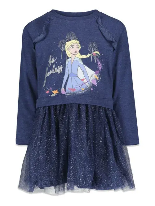 Disney Long Sleeve Tulle Dress - Queen Elsa Purple Purple