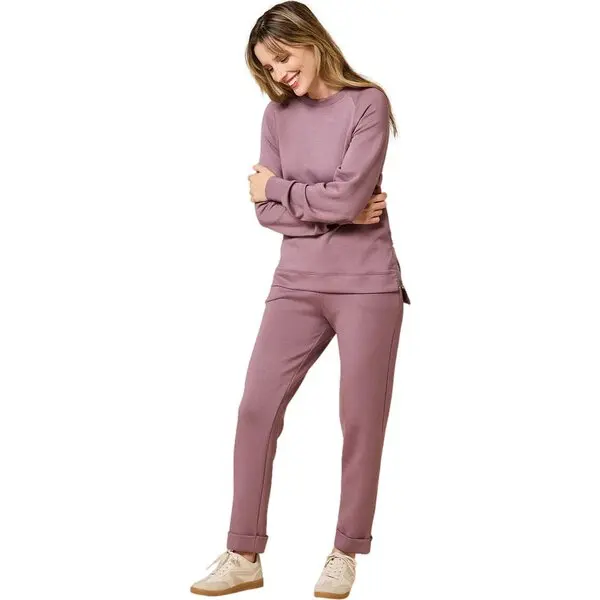 SOFTIES Athleisure Crewneck Tunic And Cropped Pant Set - Driftwood