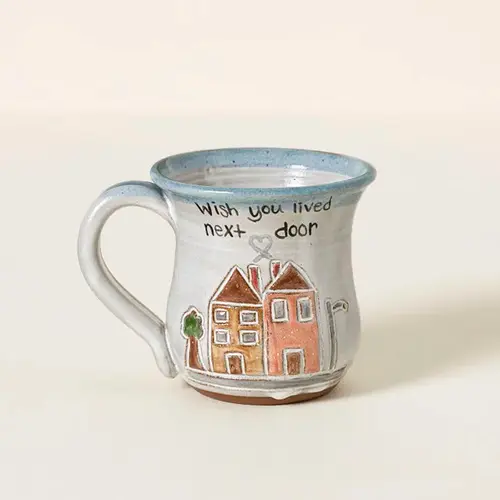 UNCOMMON GOODS Wish You Lived Next Door Mug Mudworks Pottery - Off-white/light Blue