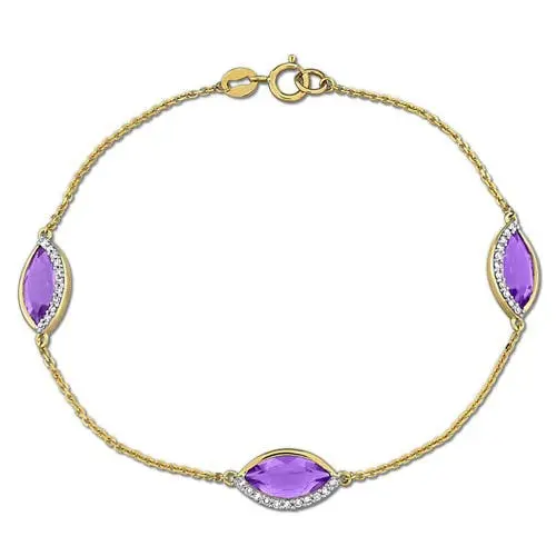 JULIANNA B. Gemstone & Diamond Station Bracelet - Amethyst