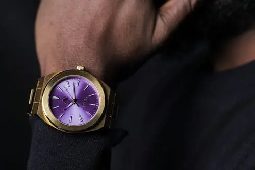 NCMPRBL Elevate Link Swiss Bracelet Watch - Yellow Gold/purple