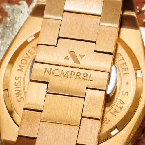 NCMPRBL Elevate Link Swiss Bracelet Watch - Yellow Gold/purple