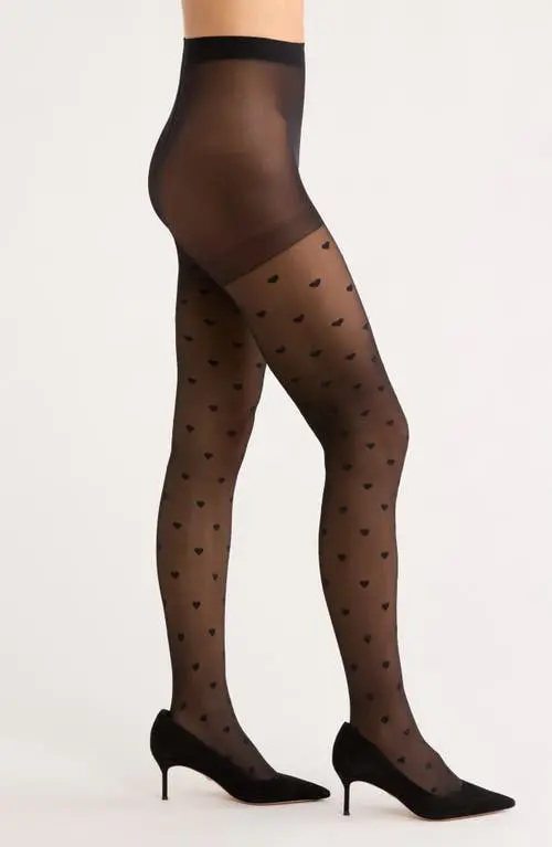 Nordstrom Heart Jacquard Tights - Black