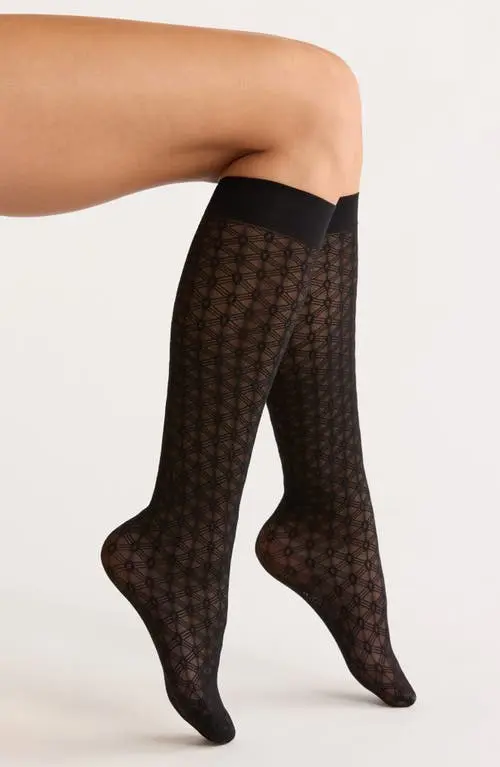 Nordstrom Sheer Jacquard Dress Socks - Black
