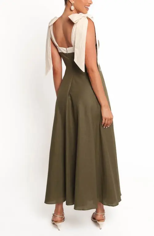 PETAL & PUP Cotton And Linen Maxi Dress With Bow Straps