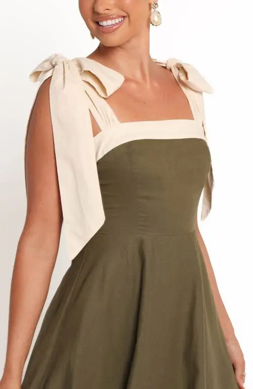 PETAL & PUP Cotton And Linen Maxi Dress With Bow Straps