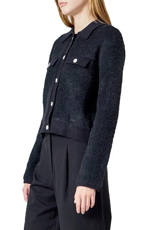 Endless Rose Embellished Knit Jacket - Black