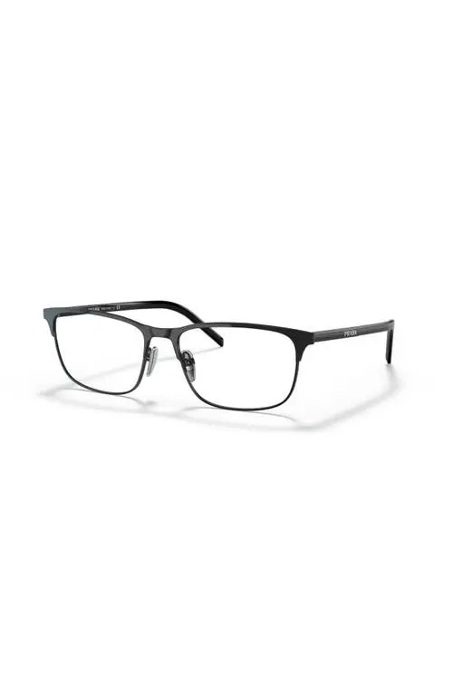 Prada 57mm Rectangle Eyeglasses - Black