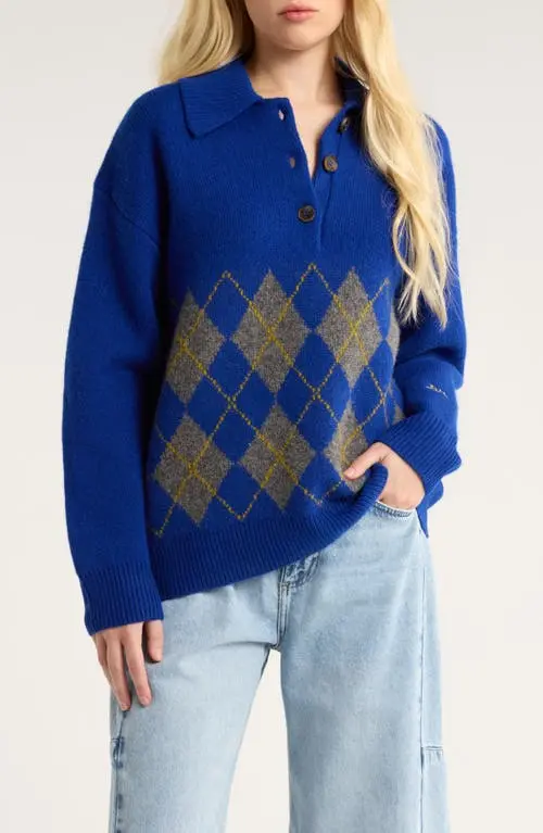 DAMSON MADDER Saskia Wool Rugby Sweater - Cobalt