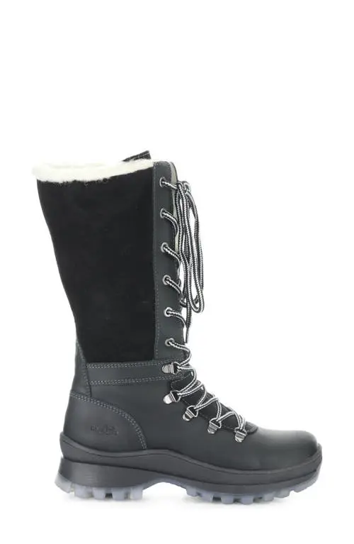 BOS. & CO. Waterproof Leather And Suede Boots With Wool Faux-shearling Lining - Black