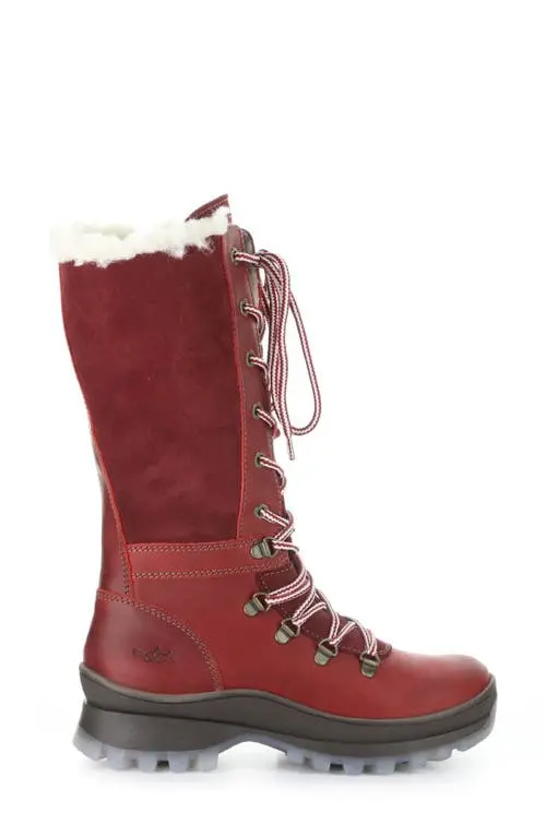 BOS. & CO. Waterproof Leather And Suede Boots With Wool Faux-shearling Lining - Red