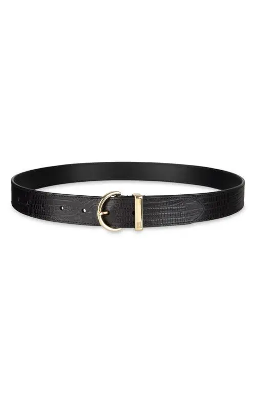Cole Haan Lizard Embossed Leather Belt - Black