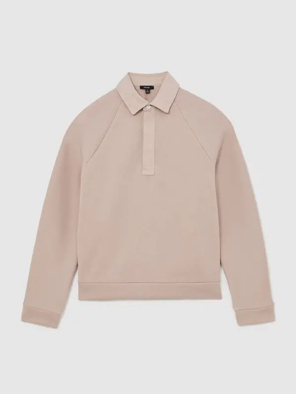 REISS Costello Cotton-blend Fleece-back Polo Shirt - Pink