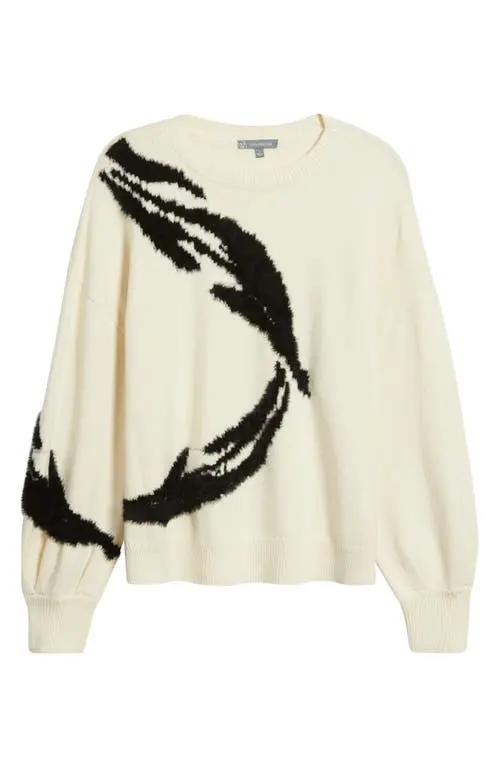 Wit & Wisdom Mixed Media Blouson Sleeve Sweater