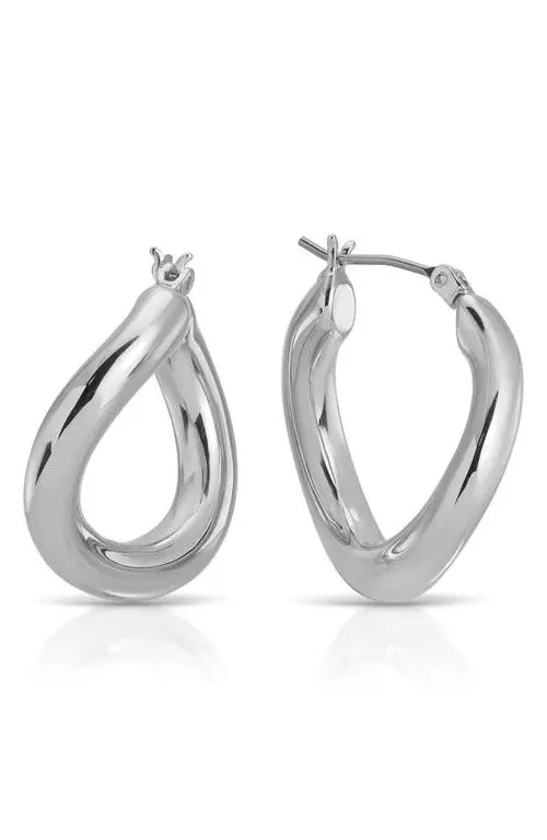 Ettika Curved Classic Hoop Earrings - Silver