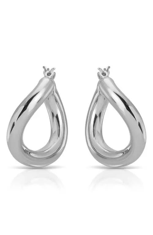 Ettika Curved Classic Hoop Earrings - Silver