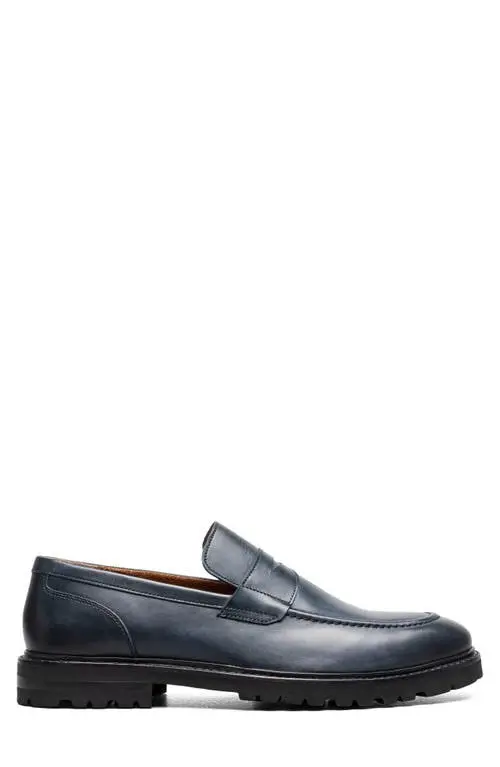 STACY ADAMS Hazleton Apron Toe Lugged Penny Loafer - Navy