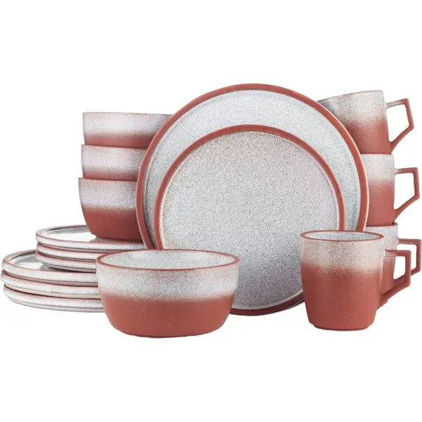 STONE + LAIN Vince Stoneware 16-piece Dinnerware Set - Red