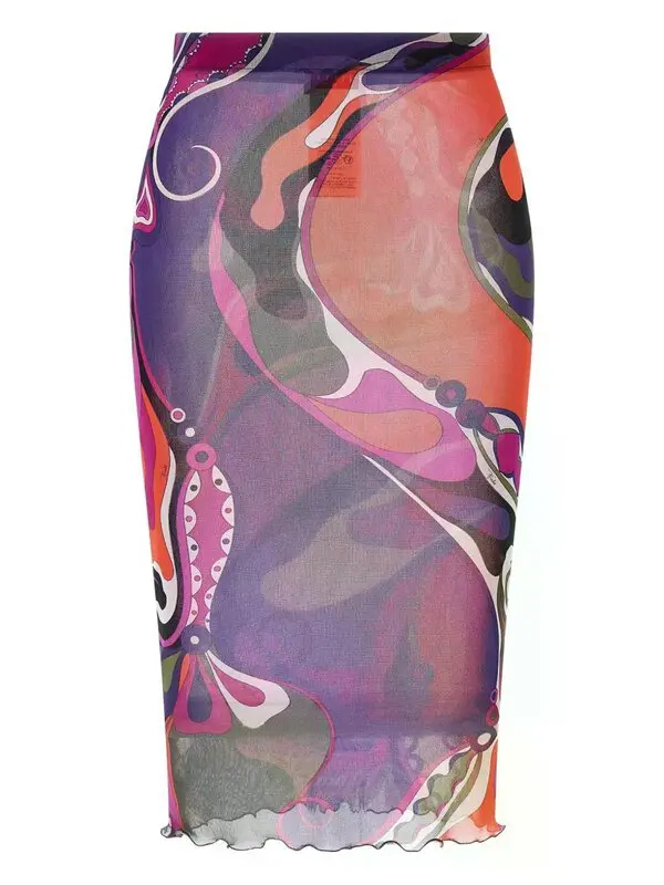 Emilio Pucci Orchidee-print Tulle Skirt - Purple