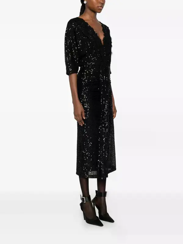 NISSA Sequin Embellished Midi Dress