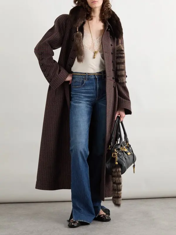 Chloé Double-breasted Belted Checked Wool-blend Coat