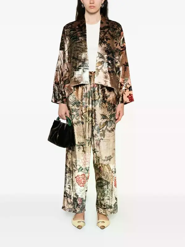 YAVI Floral-print Jacket - Brown