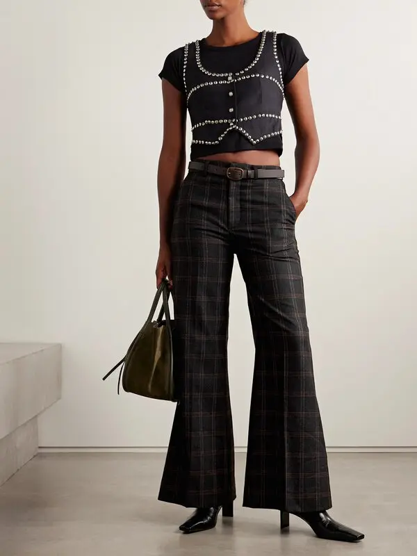 Sea Monroe Belted Checked Wide-leg Pants
