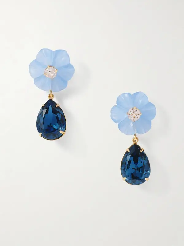 JENNIFER BEHR Juna Gold-plated, Crystal And Chalcedony Earrings - Blue
