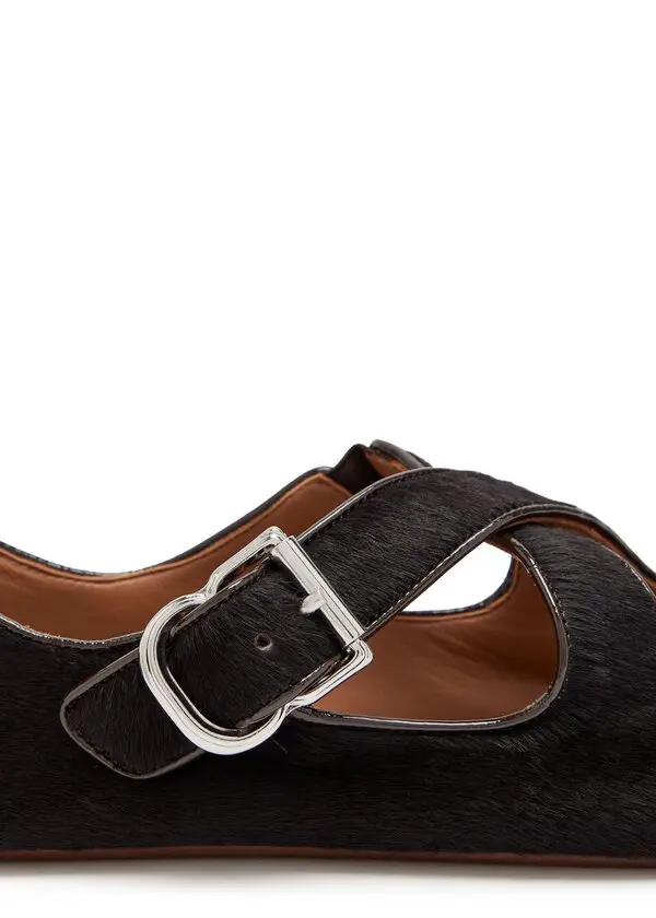 Alaïa Cross-over Calf-hair Ballet Flats - Brown
