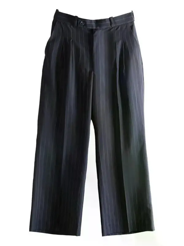 LATE FOR WORK Pinstriped Pleated Trousers