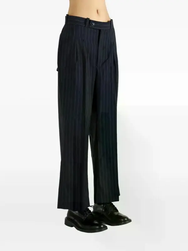 LATE FOR WORK Pinstriped Pleated Trousers