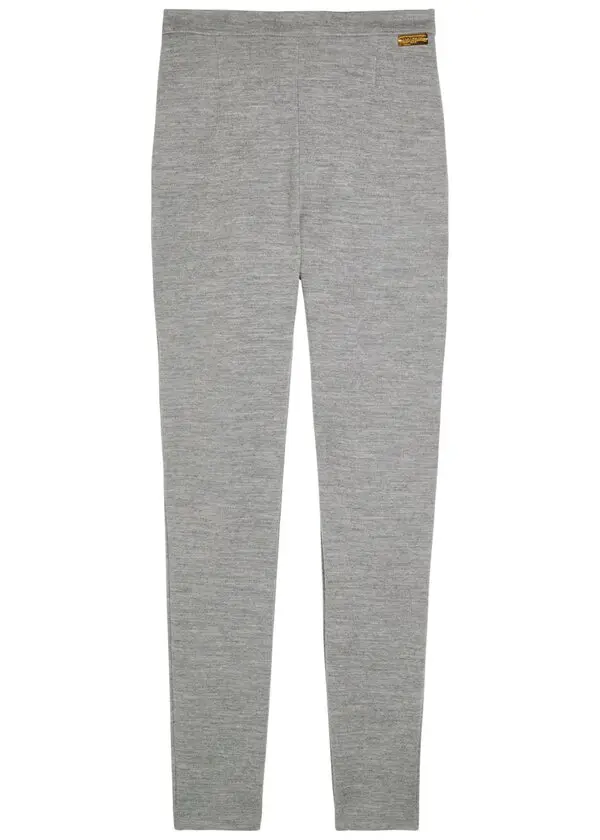 Balmain Melange Skinny-leg Wool-blend Trousers - Grey