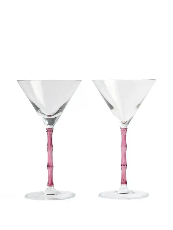 La DoubleJ Bamboo Martini Glasses - Pink