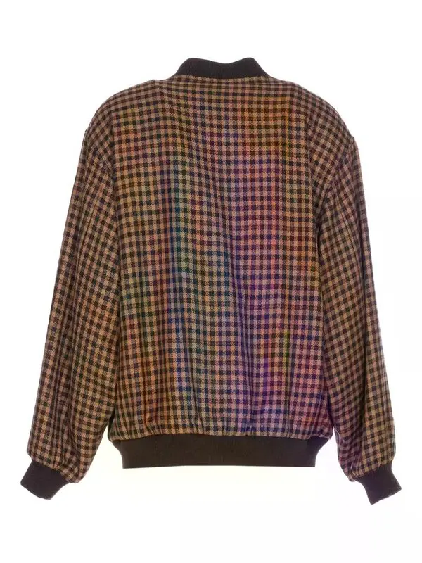 Saint Laurent Cassandre Checked Bomber Jacket - Brown