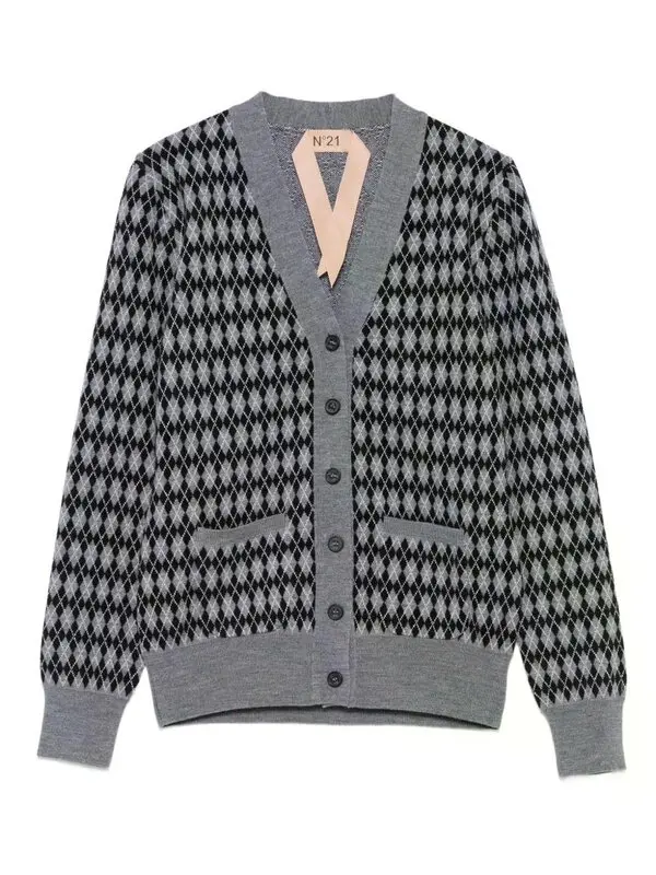 N°21 Argyle Cardigan - Grey
