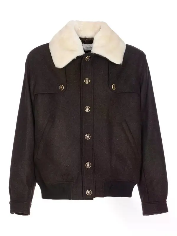 Drole De Monsieur Buttoned Jacket With Shearling Collar
