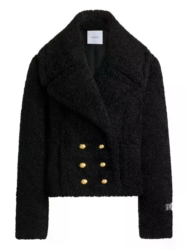 Patou Double-breasted Faux Fur Coat - Black