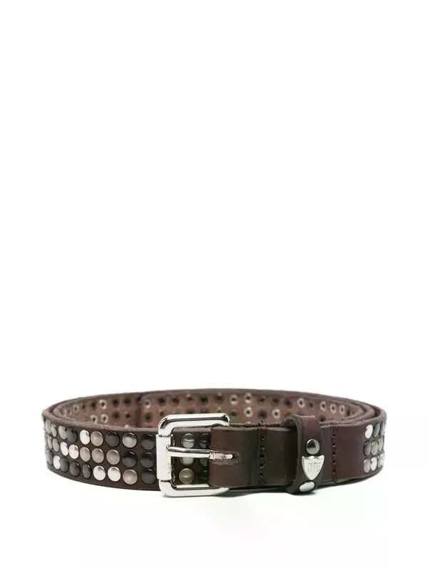 HTC LOS ANGELES Studded Leather Belt - Brown
